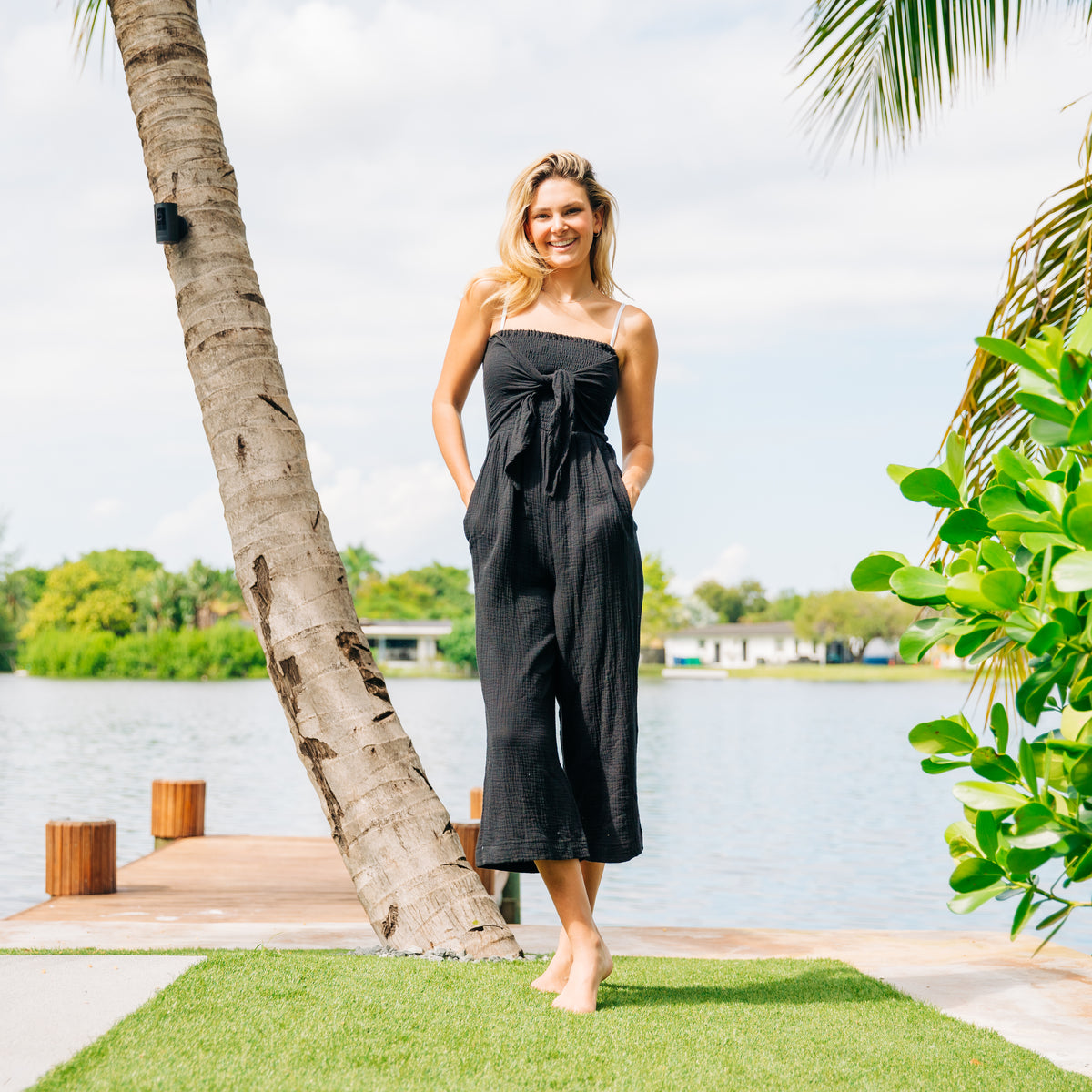 Gauze Jumpsuit - Black – Heat Swimwear
