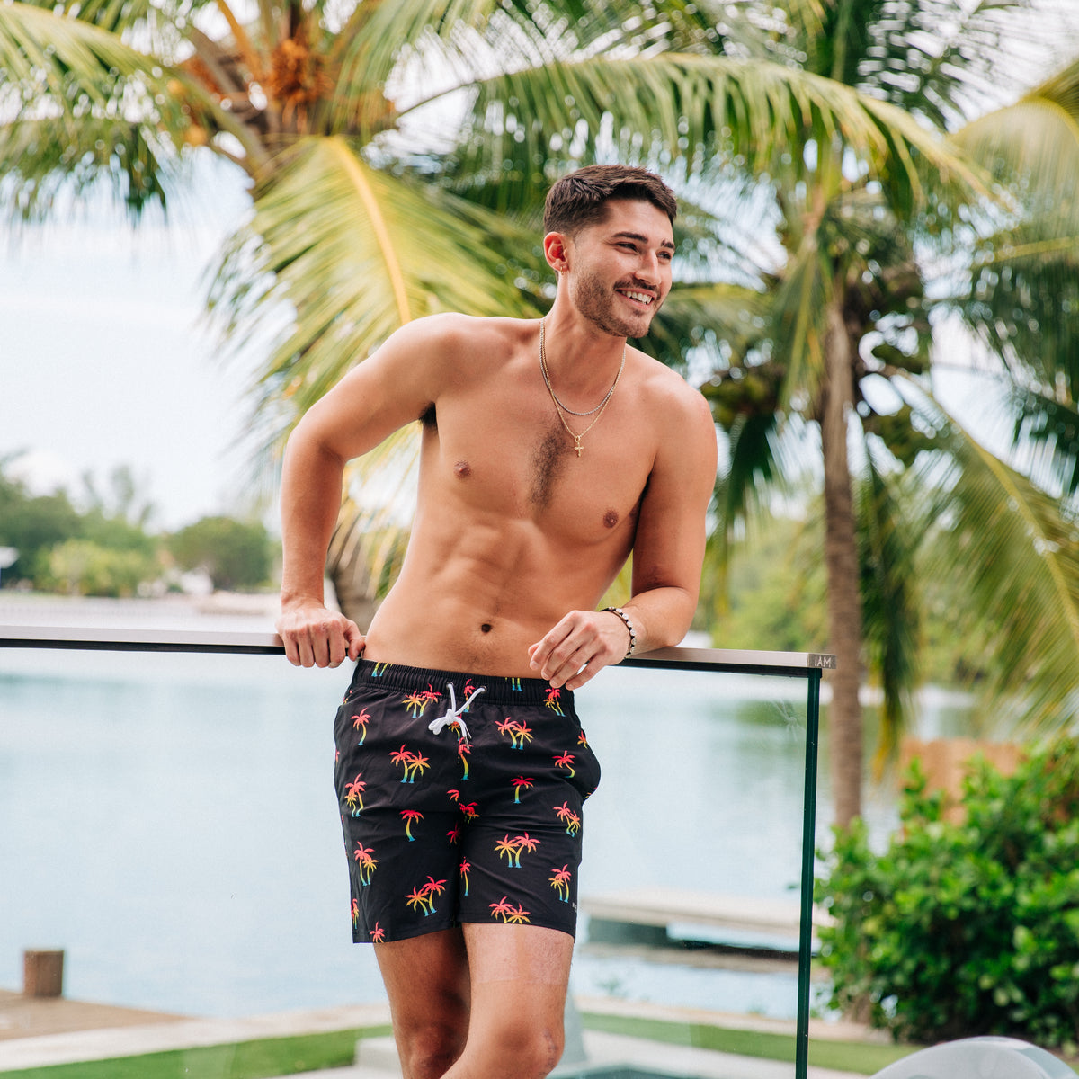 Black / Rainbow Palm Trees – Heat Swimwear